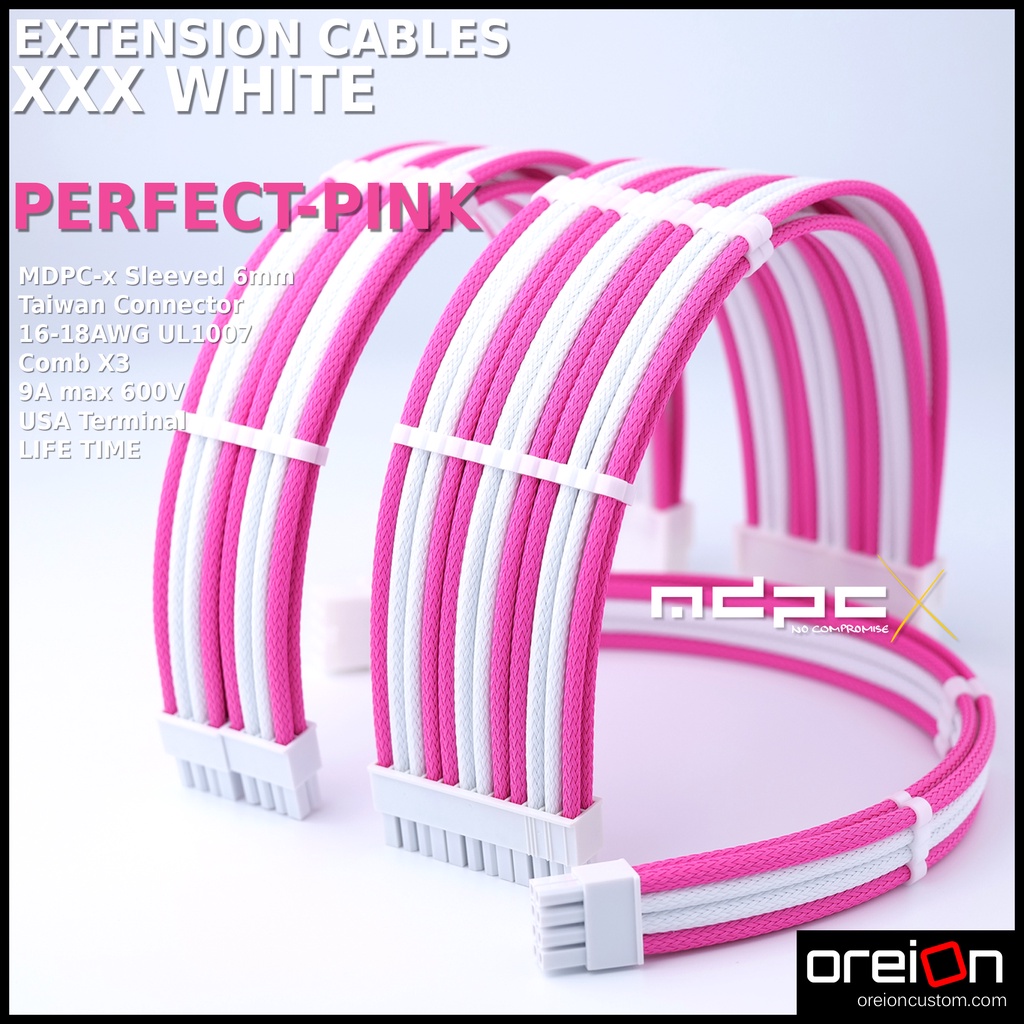 สายถักแต่งคอม ขาวชมพู หัวขาว Extensions Sleeved PC Cable [ขาว-ชมพู ...