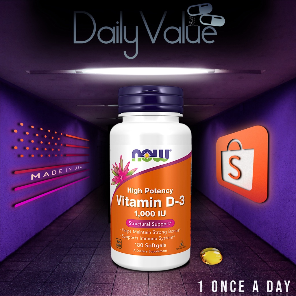 วิตามินดี 3 / High Potency Vitamin D-3 1,000IU 180 / 360 Softgels by NOW FOODS | Shopee Thailand