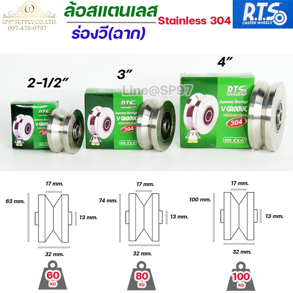 RTS ล้อ ร่องวี (ร่องฉาก) ล้อสแตนเลส เกรด304 Stainless Steel สำหรับ ...