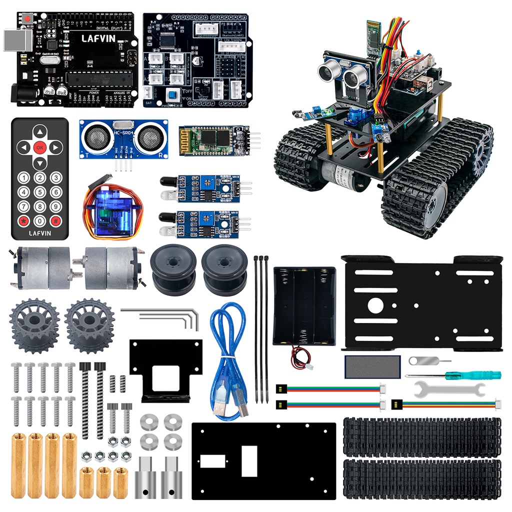 [COD] LAFVIN ชุดหุ่นยนต์มินิแทงค์ Arduino UNO R3 พร้อมคู่มือ รองรับแอป ...