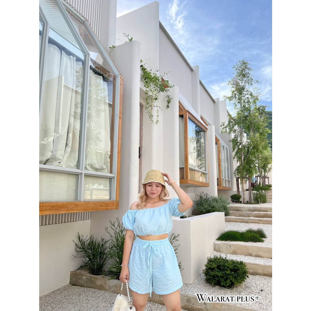 ชุดเซตสาวอวบ 2ชิ้น เสื้อ+กางเกง Plussize ชุดไปทะเล | Shopee Thailand