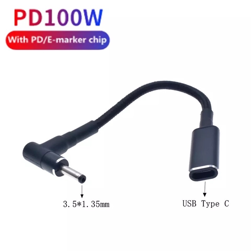 100W USB Type C PD Fast ชาร์จสายเคเบิล USB C หญิง3.5*1.35มมอะแดปเตอร์ ...