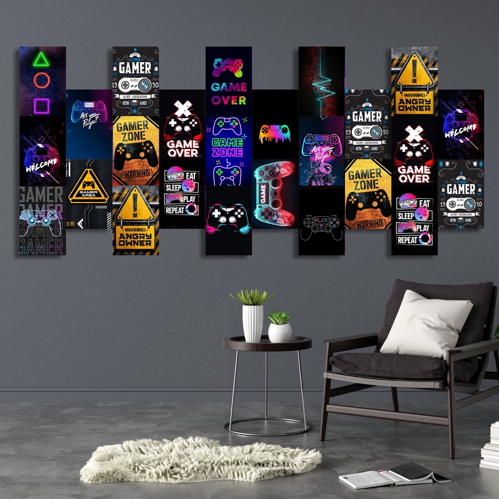 Hiasan DINDING (16 ชิ้น) สติกเกอร์โปสเตอร์ ลายเกมเมอร์ สไตล์วินเทจ ขนาด A6 A5 A4 1 ชุด IP040 ...