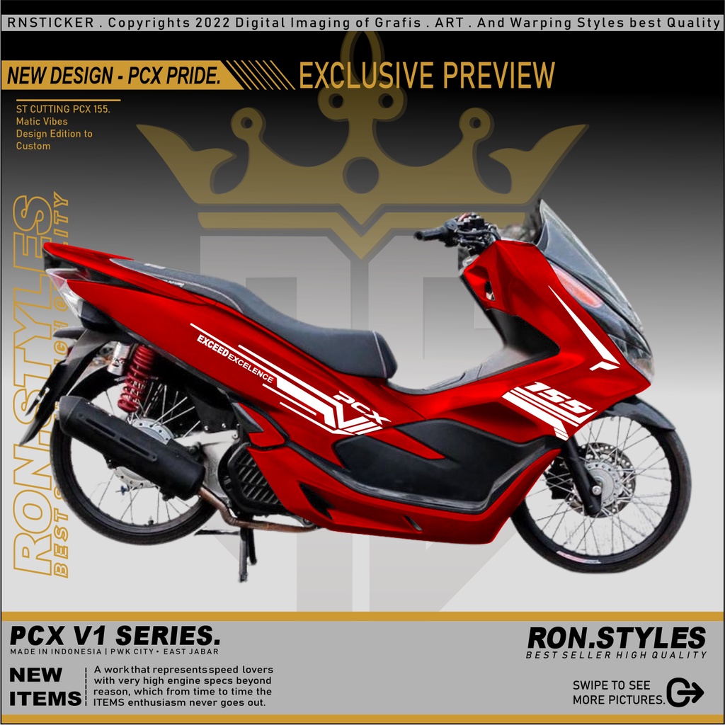 Hitam PUTIH Pcxv1 ตัดแถบ PCX 150 SIMPEL STRIPING VARIATION PCX สีดําสติ ...