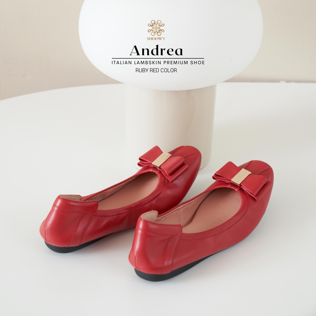รองเท้าหนังแกะ รุ่น Andrea Ruby Red color (สีแดง) | Shopee Thailand