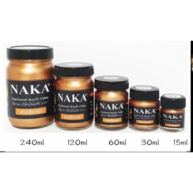 15 30ml สีมุกอะคริลิค NAKA อิมัลชั่น นาคา สีทาพญานาค สีทาวัด สีทอง สีเงิน สีน้ำเงิน สีบานเย็น สี ...