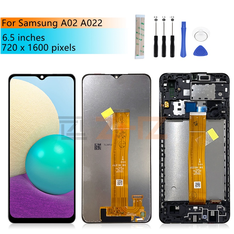 อะไหล่หน้าจอสัมผัสดิจิทัล LCD พร้อมกรอบ แบบเปลี่ยน สําหรับ Samsung A02 ...