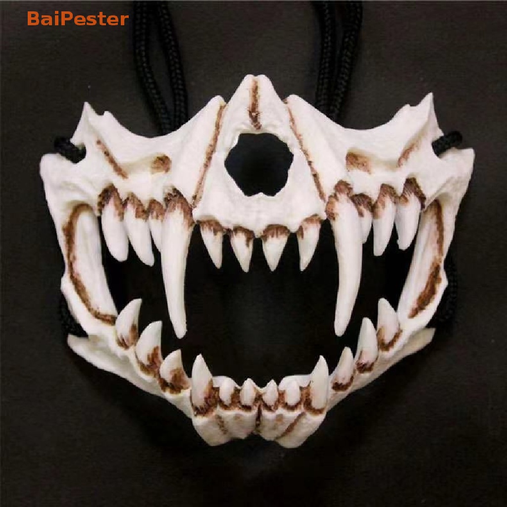 [BaiPester] Anime Dragon God Skeleton Half Face Mask Halloween Cosplay ...