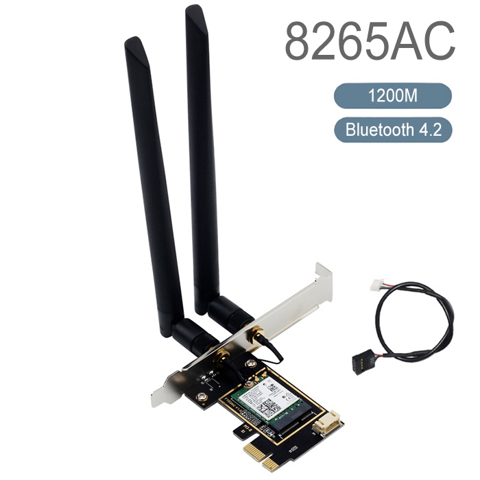 Intel 8265AC, การ์ด M.2 เป็น PCIE, ตัวรับสัญญาณ wifi 2.4G และ 5G, ความ ...