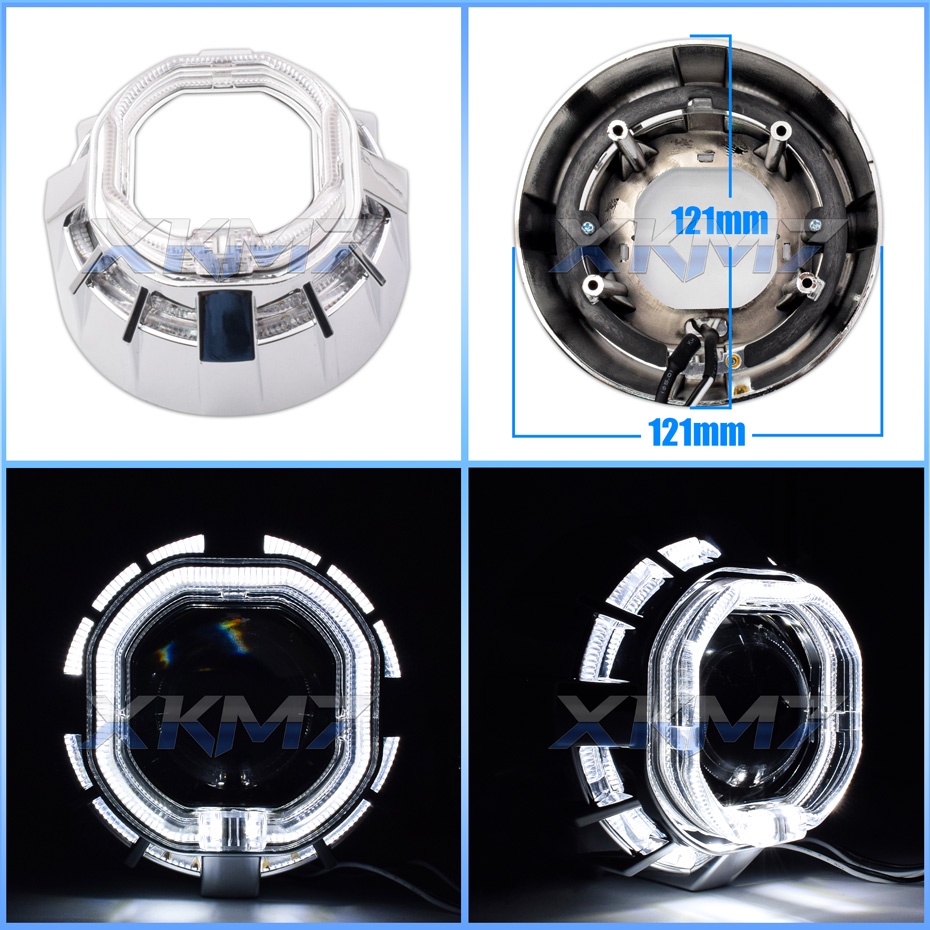 LED Angel Eyes Projector Shroud 2.5 inch H1 Lens Cover Bi-Xenon ...