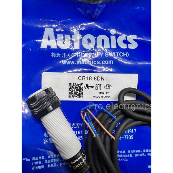 เซ็นเซอร์ CR18-8DN Autonics Capacitive Proximity sensor Size M18 3สาย ชนิดNPN-NO ไฟเลี้ยง12 ...