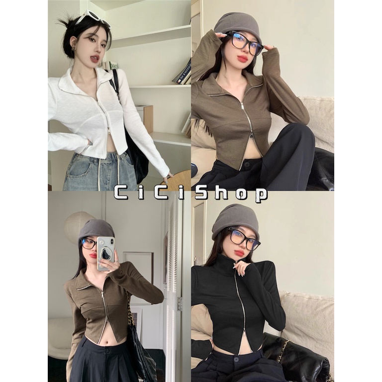 Cicishop(J271)เสื้อแขนยาวไหมพรม คอเต่า ดีเทลซิปหน้าสีพื้น สวยชิคใส่กับ ...