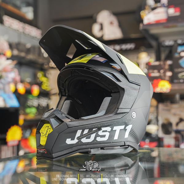 หมวกกันน็อค JUST1 รุ่น J22 Adrenaline สี Black Yellow Fluo Carbon ...