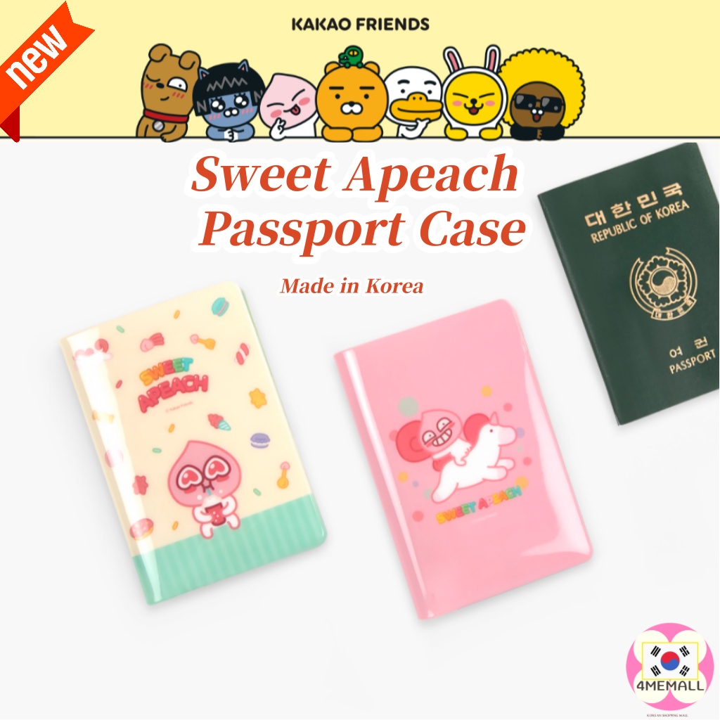 [Kakao Friends] Kakao Friends Sweet Apeach Passport Case, Travel, Passport Cover, Passport ...