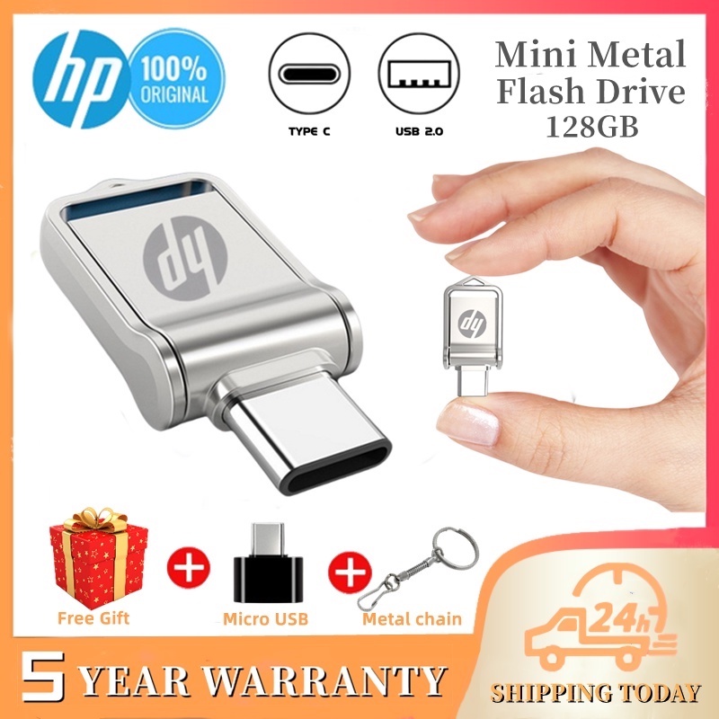 Hp Mini 2 IN 1 ไดรฟ์ปากกาโลหะ 32GB 128GB 512GB 1TB 2TB TYPE C OTG USB ...