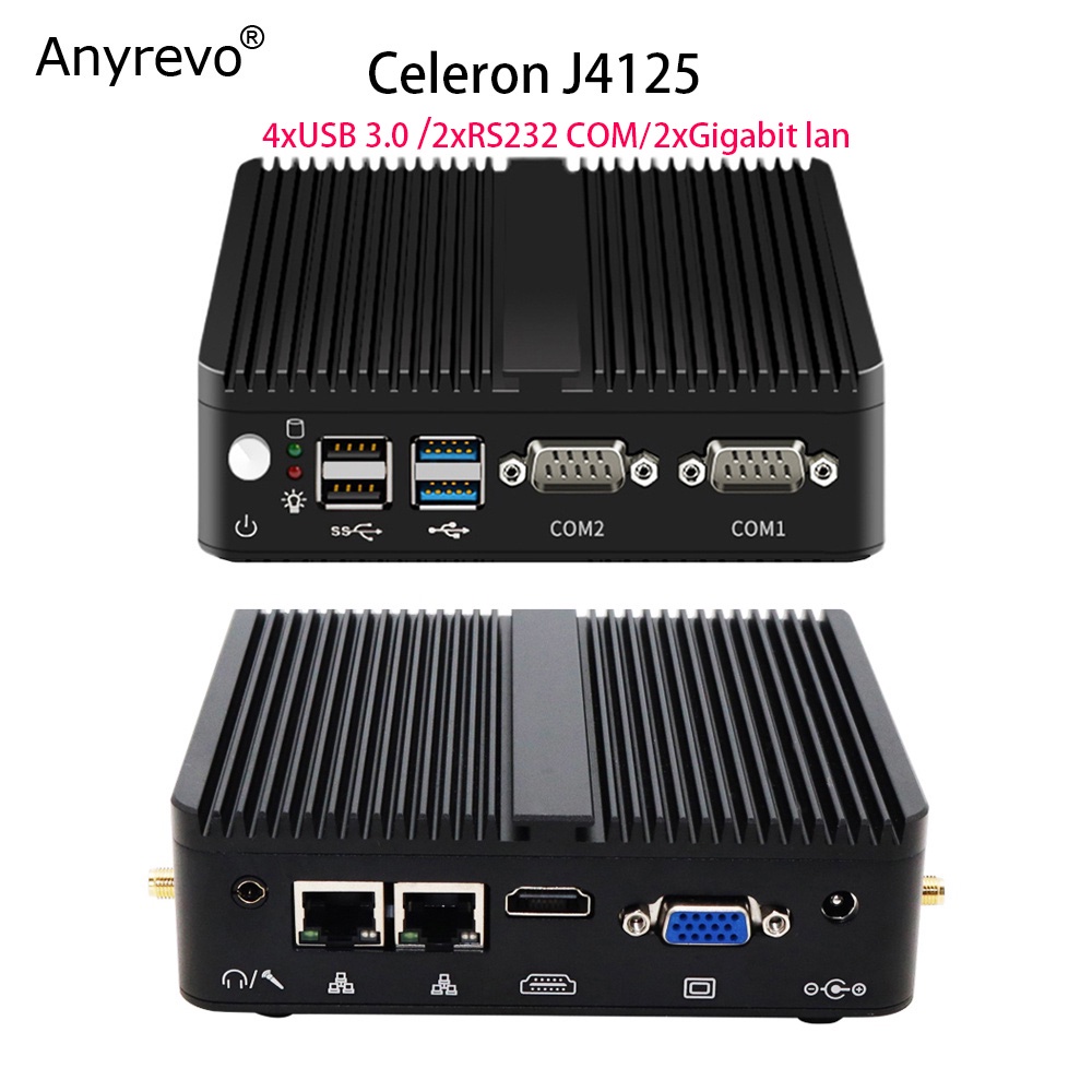 ราคาถูก Fanless Windows 10 Mini PC Intel Celeron J4125 Quad Core คอมพิวเตอร์อุตสาหกรรม Dual ...