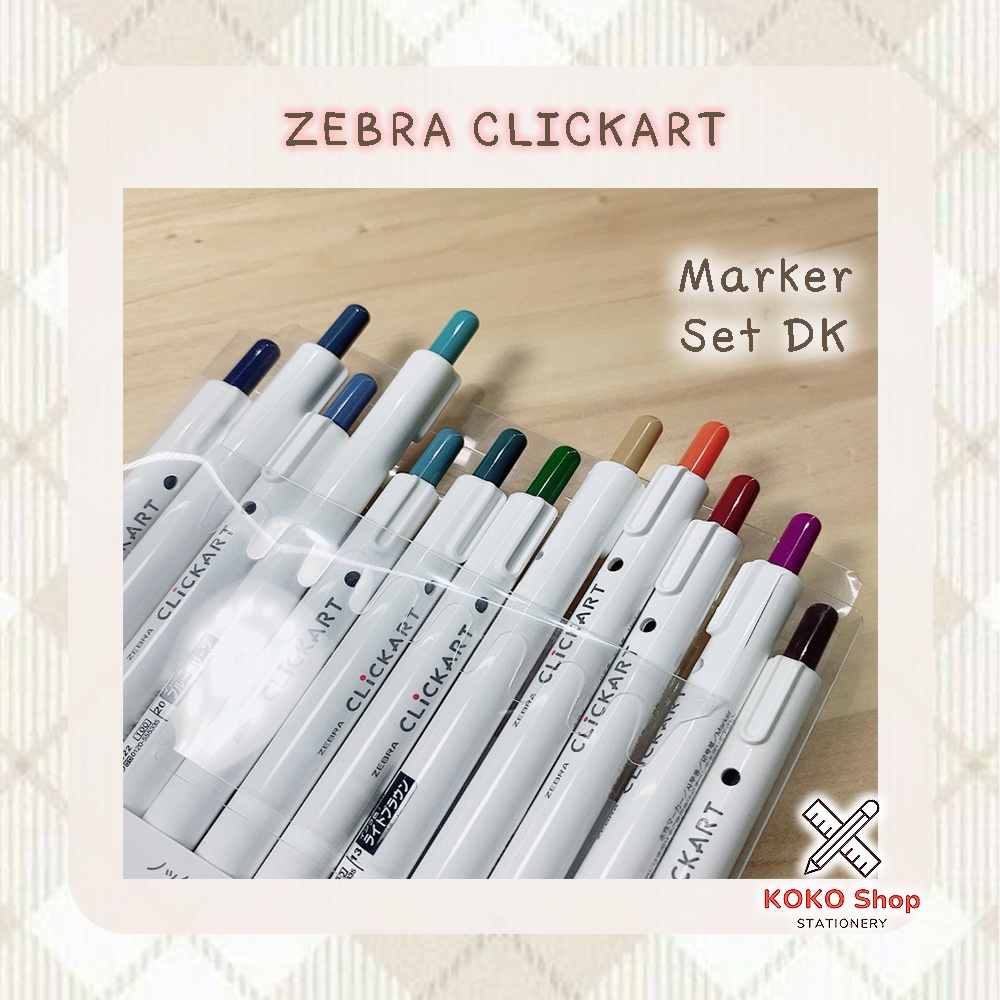 Zebra Clickart marker pen SET DK (12 colors) -- ซีบร้า คลิกอาร์ต ปากกา ...