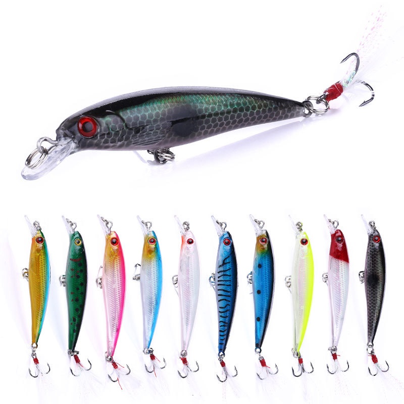 Minnow Lure 9 ซม./8g Minow Feather Hook Casting Bait | Shopee Thailand