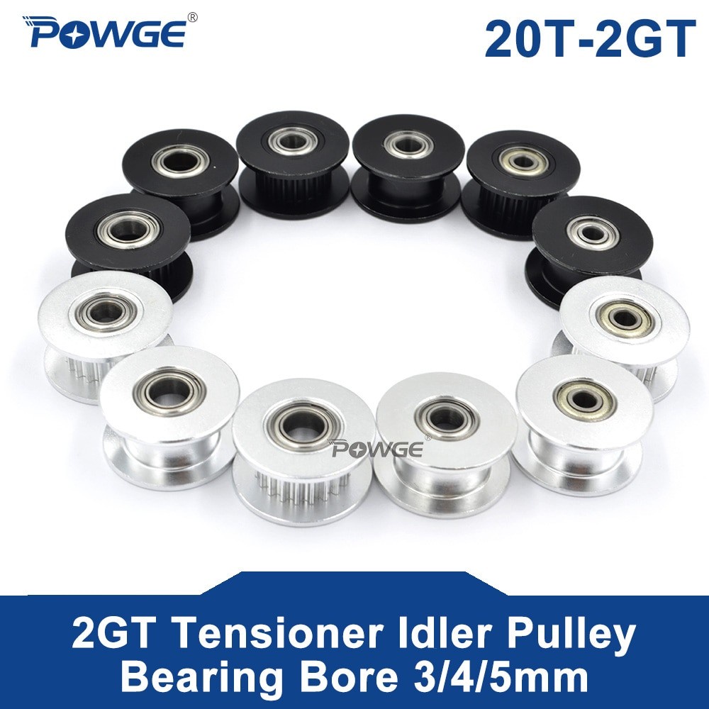 POWGE 2M 2MGT 2GT 20 Teeth Idle Pulley Bore 5mm with Bearing Teeth or ...