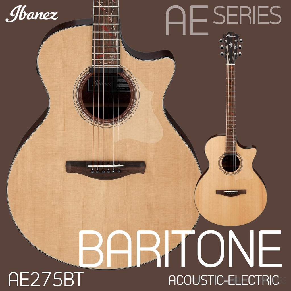 NEW acoustic Ibanez AE series รุ่น AE275BT BARITONE / LGS : Natural Low ...