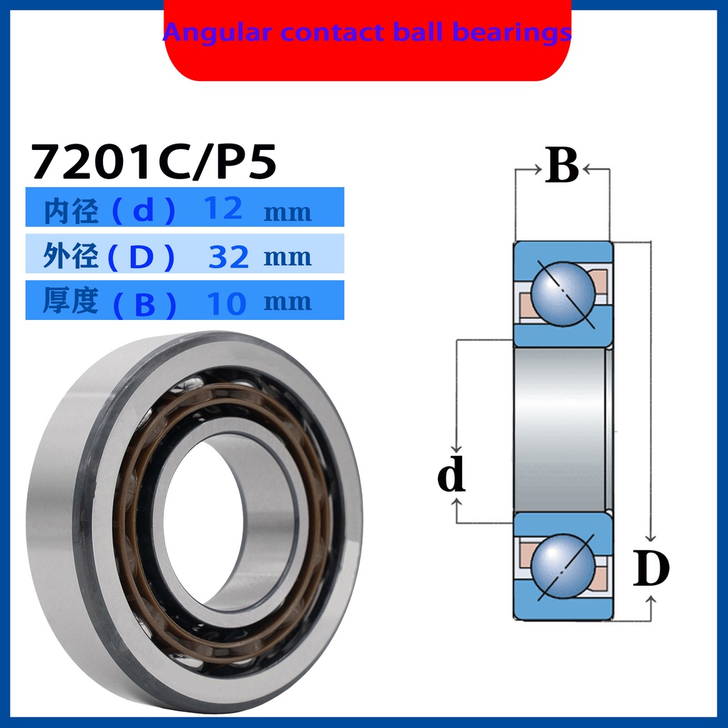 Wzzg ตลับลูกปืนเม็ดกลม 7201C AC ACM B BW BM 7201-2RS 12X32X10 มม. 1 ...