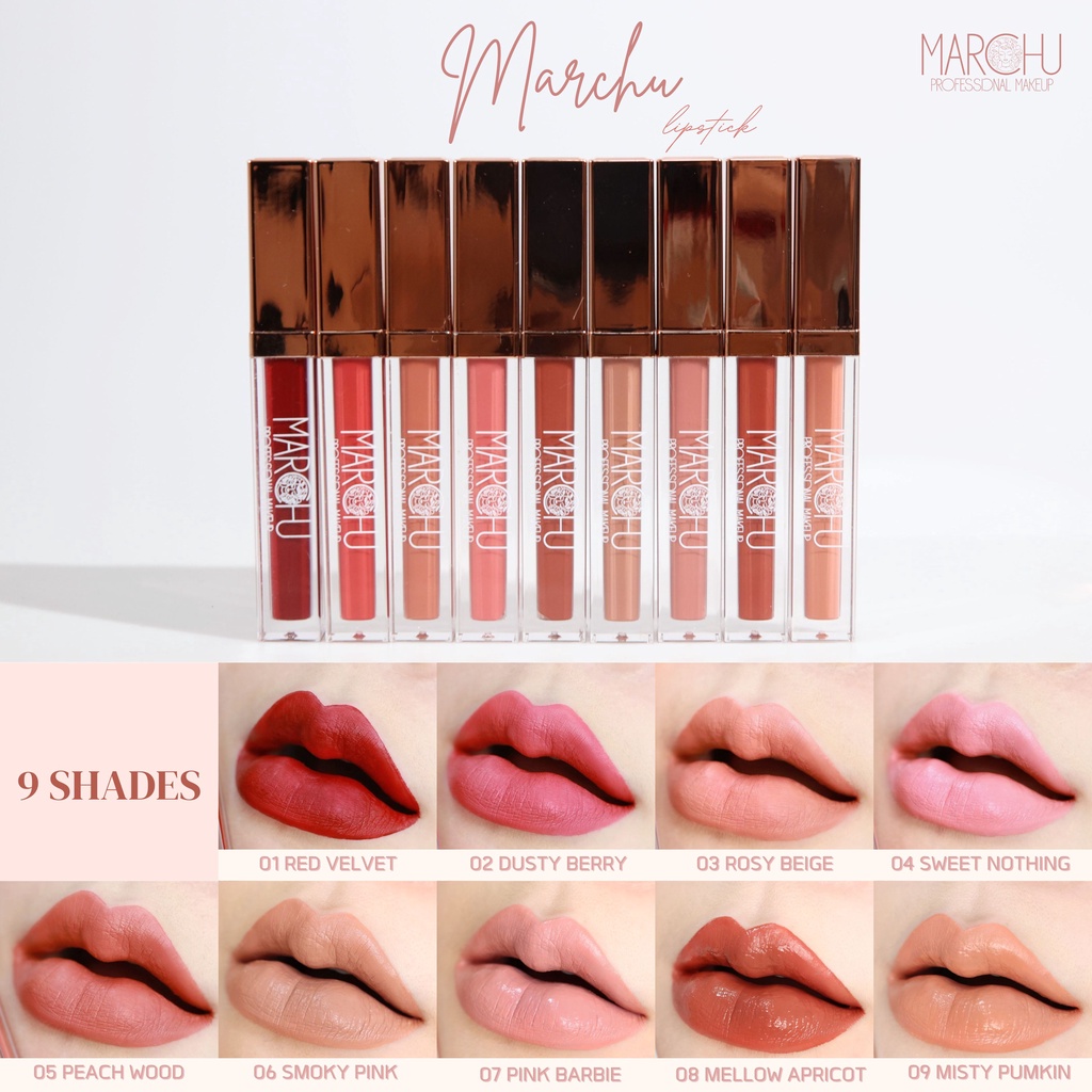 (ส่งฟรี)Marchu lipstick ลิปสติกเกาหลี สีนู๊ด ลิปสติก ลิปเนื้อแมท ติดทน ...
