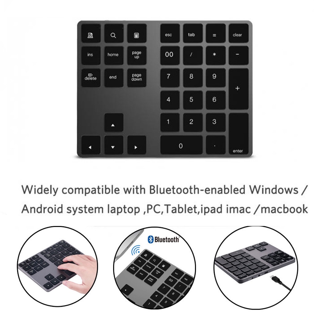 Wireless Bluetooth Keyboard 34 Keys Numeric Keypad Number Pad Keyboard Portable Bluetooth ...