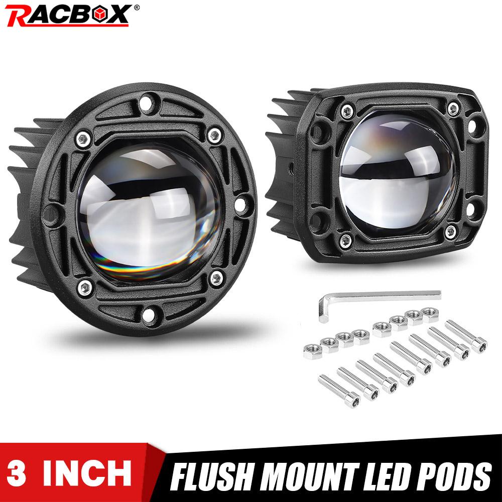 8D LED Lens 3Inch Work Light 20W Dual color Lamp Driving Beam Embedded ...