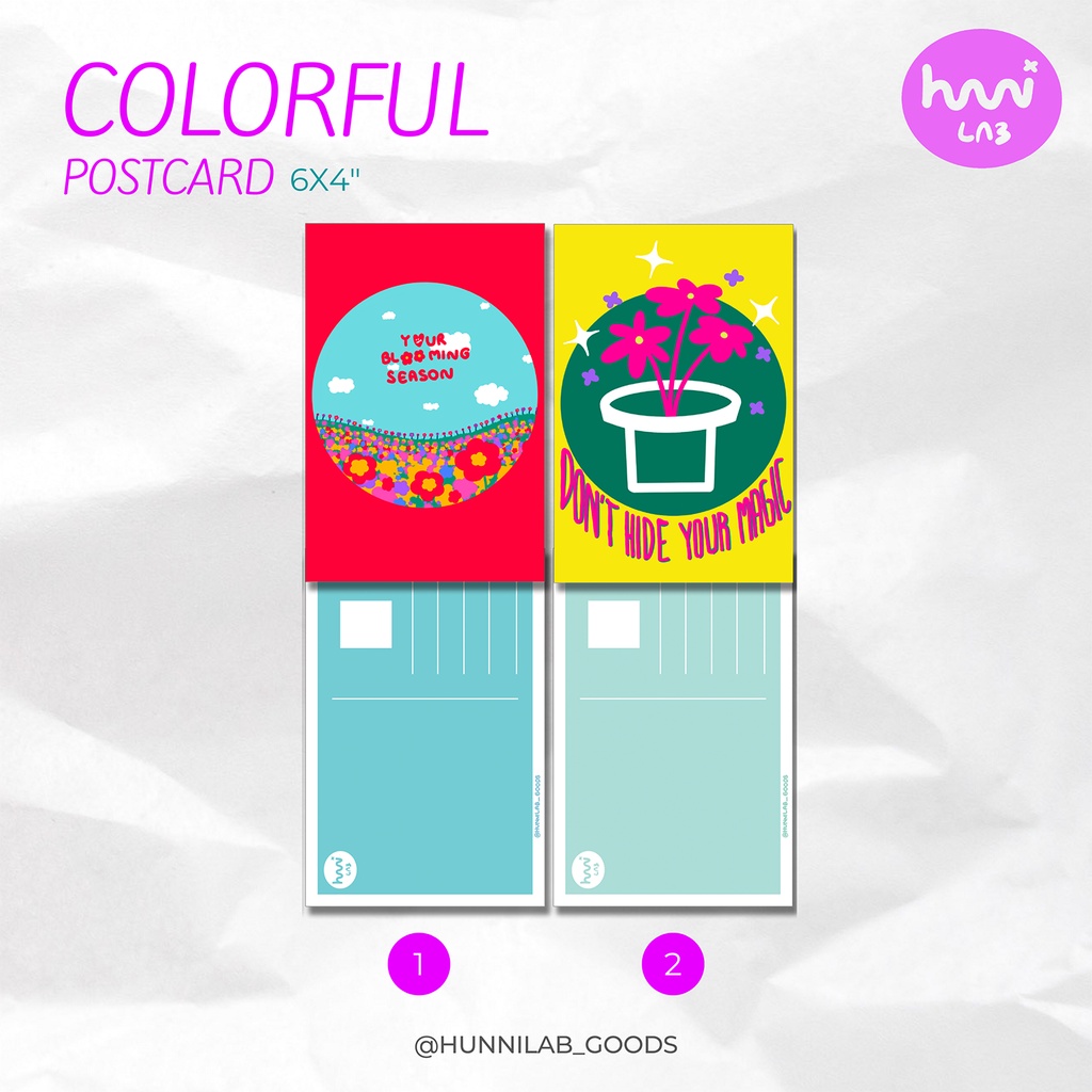 (ขั้นต่ำ50฿) hunni lab - Colorful Postcard โปสการ์ดขนาด 6x4 นิ้ว ...