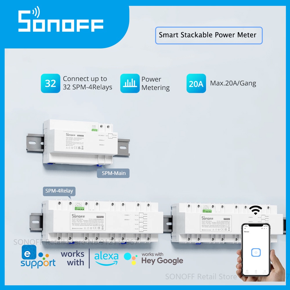 SONOFF SPM-Main/4Relay Stackable Power Meter Wifi Smart Overload ...