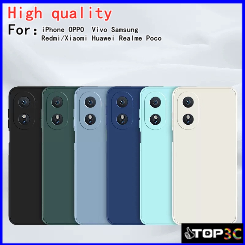 เคส OPPO A17 A57 2022 A74 A95 A54 A16 A15S A15 OPPO A77S A96 A76 เคสโทรศัพท์มือถือ สีพื้น แฟชั่น ...