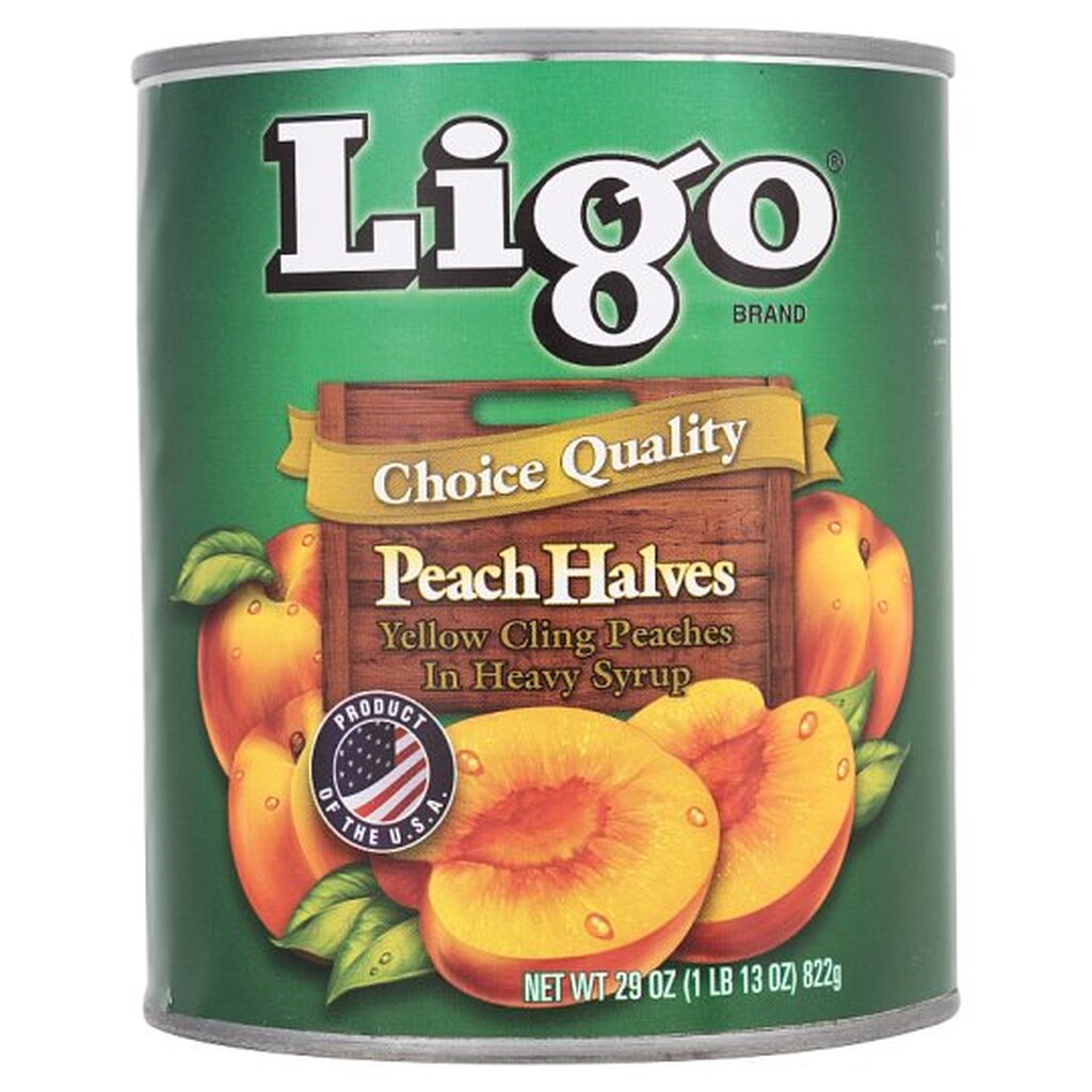 ลูกพีชผ่าครึ่งในน้ำเชื่อม ตรา Ligo Peach Halves in Syrup ขนาด 850 กรัม ...