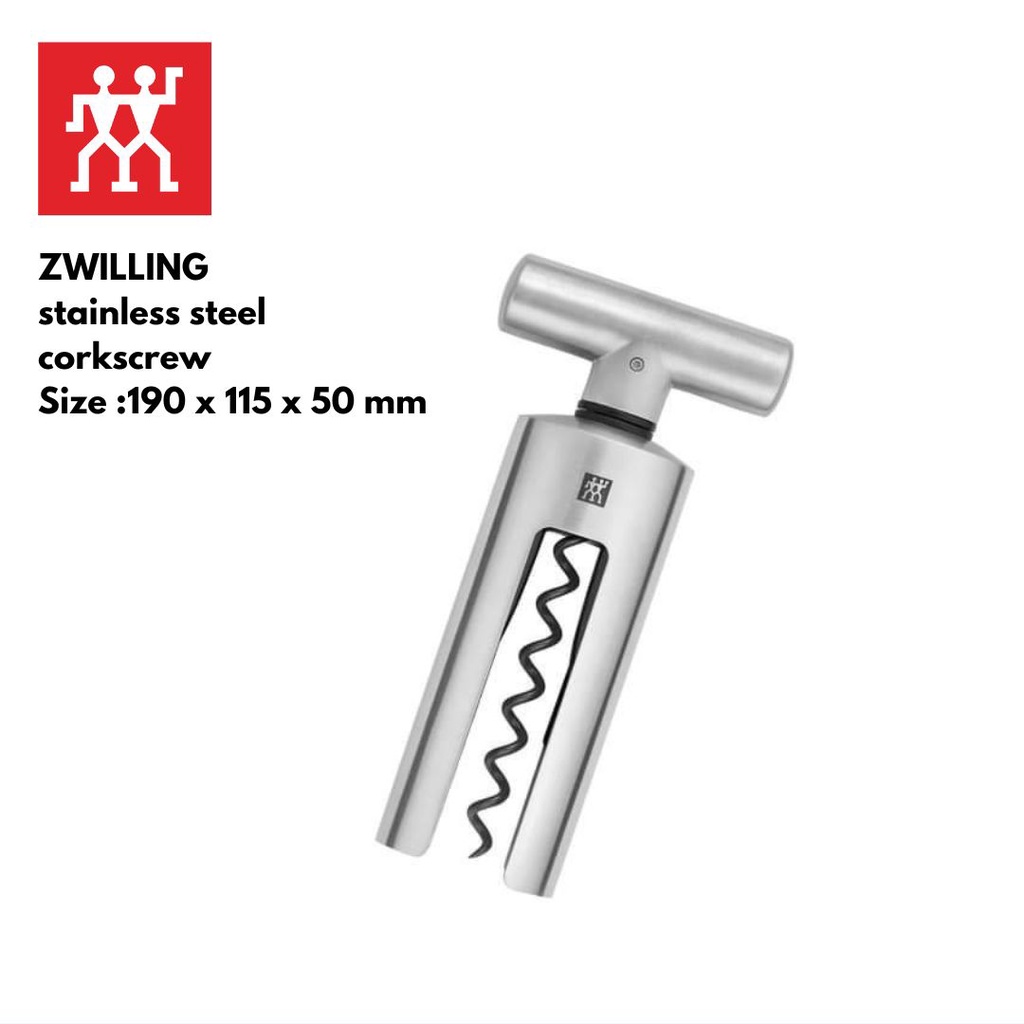 ZWILLING ที่เปิดขวดไวน์สแตนเลสสตีล CORKSCREW ทนทาน 190 x 115 x 50 มม. สีเงินN39500048 | Shopee ...