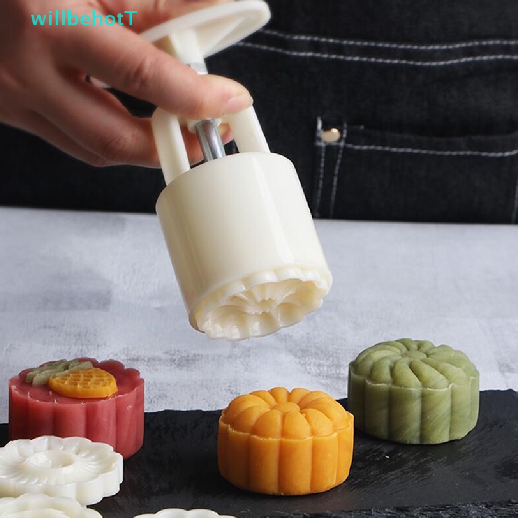 [WillbehotT] 1Set Flower Mooncake Mold Festival DIY Hand Pressure ...