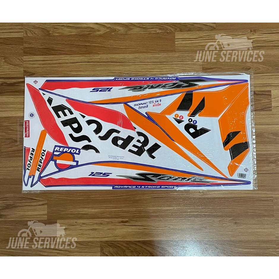 สติกเกอร์ Sonic 125 รุ่น 9 (Repsol) ติดรถสีน้ำเงิน | Shopee Thailand