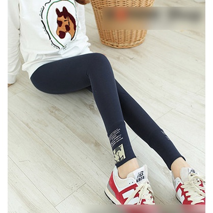 LG042 เลคกิ้งขายาว เอวยางยืด ช่วงปลายขาพิมพ์ลายการ์ตูนน่ารัก มีให้เลือก 2 สีดำ สีกรมท่า | Shopee ...