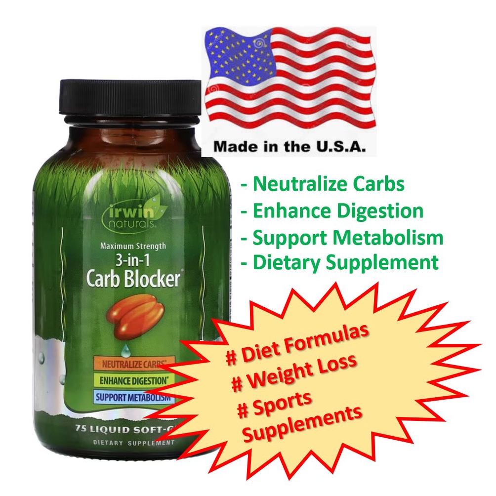 Irwin Naturals, Maximum Strength 3-in-1 Carb Blocker บรรจุแคปซูลนิ่ม ...