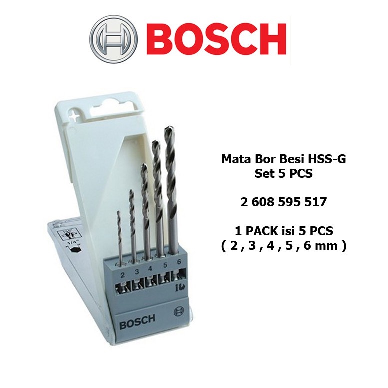 ชุดดอกเจาะเหล็ก ก้าน Hex 5 ชิ้น ขนาด 2 /3 /4 /5 /6 mm. BOSCH HSS-G/ก้าน ...