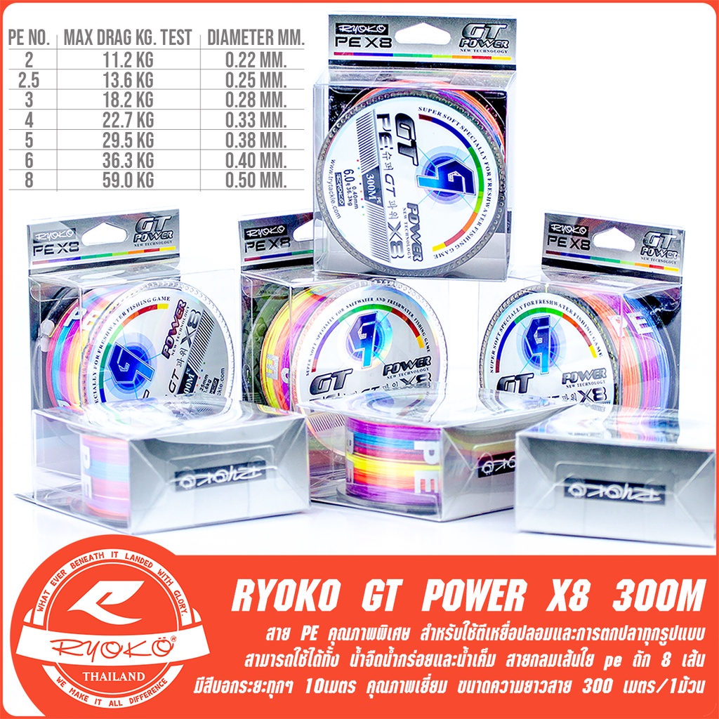 สาย PE RYOKO GT Power X8 150M/300M | Shopee Thailand