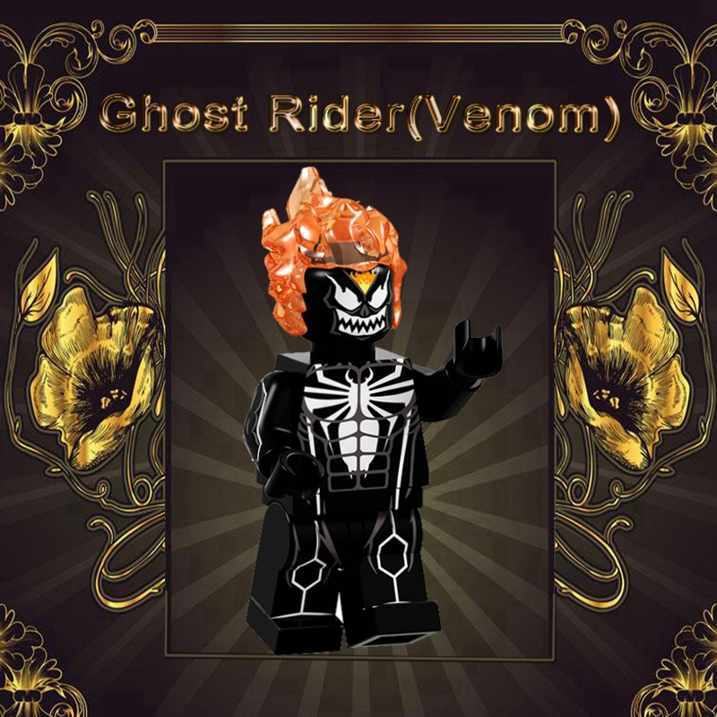 ของเล่นบล็อกตัวต่อ รูปภาพยนตร์ Ghost Rider Robbie Reyes Venom Black ...