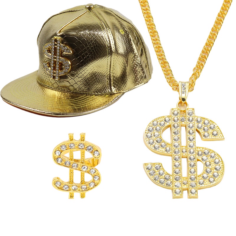 Hip Hop Rap Gold Color US Dollar Pendant Necklace Chain Accessories ...