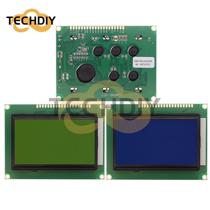 โมดูลหน้าจอ LCD 128*64 5V 12864 LCD พร้อมแบ็คไลท์ ST7920 พอร์ตขนาน ...