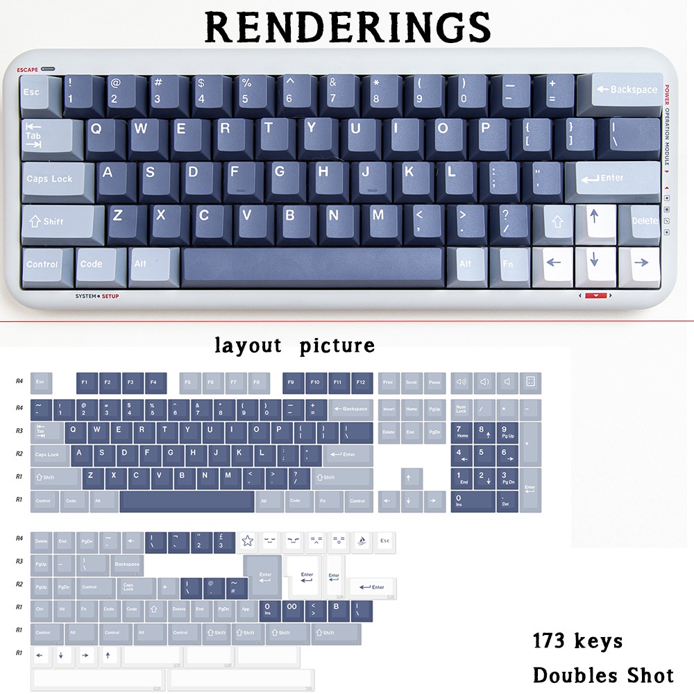 173keys Rome keycaps/Double shot/Cherry profile/PBT material mechanical ...