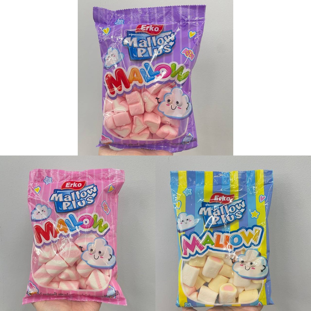 (มี 2 รสชาติ/ 3 รูปแบบ) Erko Mallow Plus มาร์ชแมลโลว์ ตราเออโก้ ขนาด ...