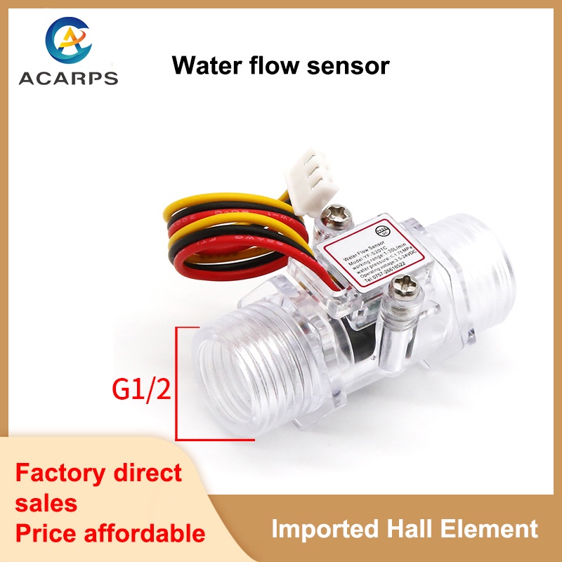 1/2" Transparent Water Flow Sensor 1.75MPa Hall Sensor Turbine ...