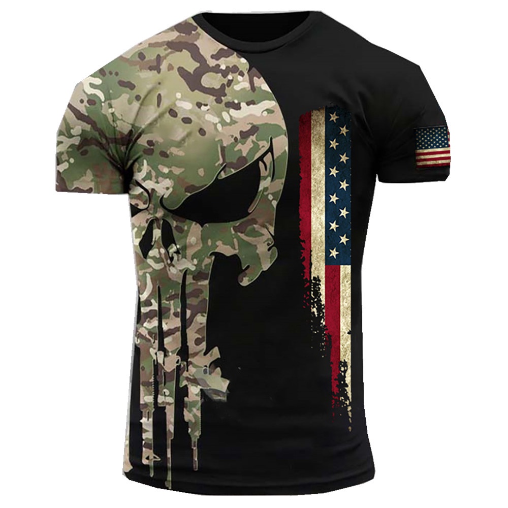 Army-veteran เสื้อยืดลําลอง แขนสั้น คอกลม พิมพ์ลายพราง 3D ทรงหลวม ...