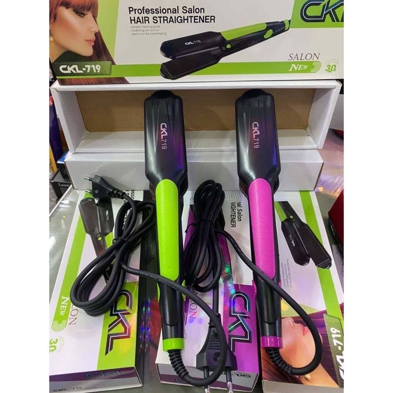 เครื่องหนีบผม CKL-719 หนีบผมตรงสวย แผ่นความร้อนแบบหน้ากว้าง มีให้เลือก 2 สี ของแท้ 100% มี มอก. ...