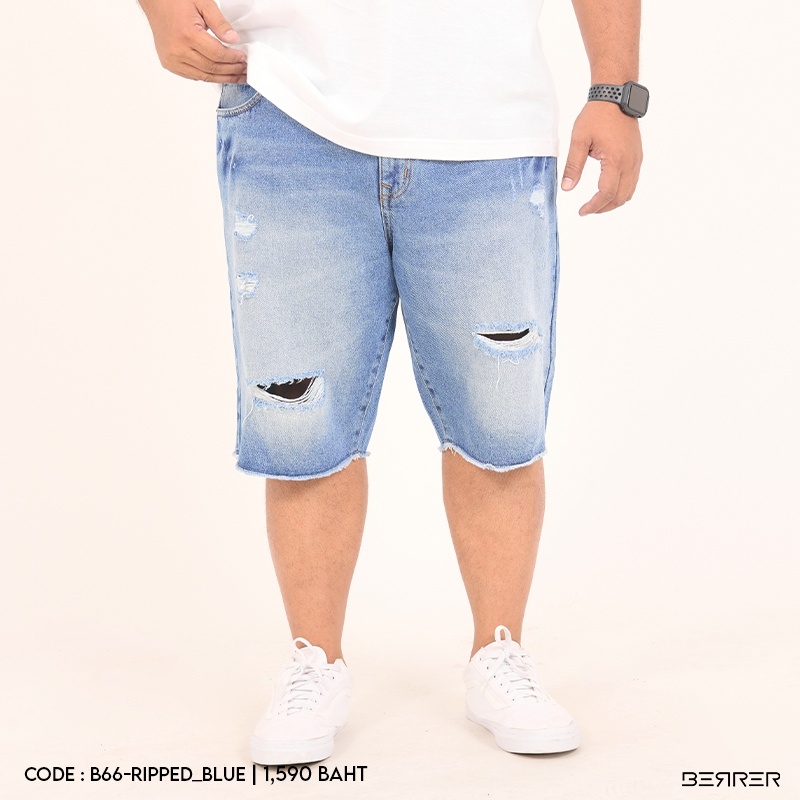 กางเกงยีนส์ขาสั้นฟอกขาด ไซซ์ใหญ่ (มี 2 สี) [BERRER OFFICIAL STORE] | Shopee Thailand
