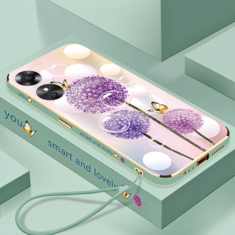 [ สายฟรี ] OPPO A60 Glossy Square Silicon Casing Beauty Dandelion ...