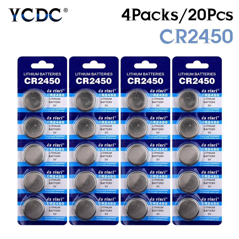 YCDC 20Pcs 3V Lithium Button Coin Cell Battery CR2450 DL2450 BR2450 LM2450 5029LC for Watch ...